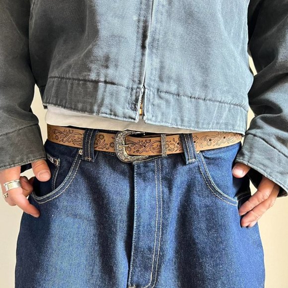 Accessories | Vintage Style Brown American Western Floral Silver Boho ...